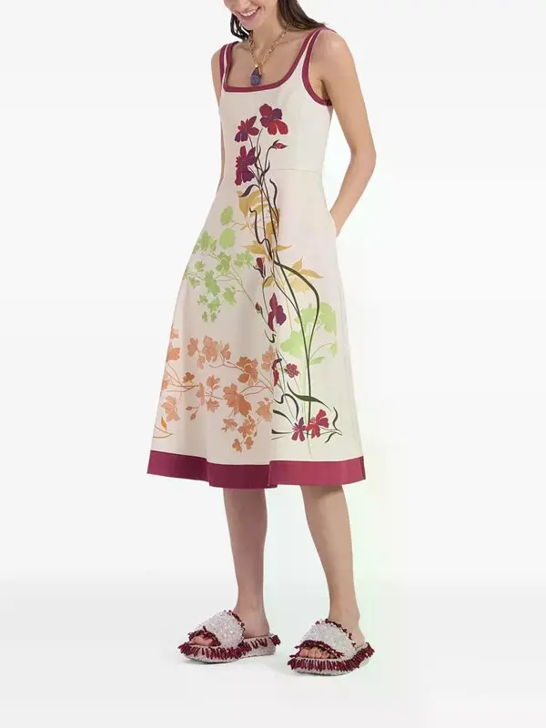 La DoubleJ Sophia Midi Dress In Floral Print - Neutrals