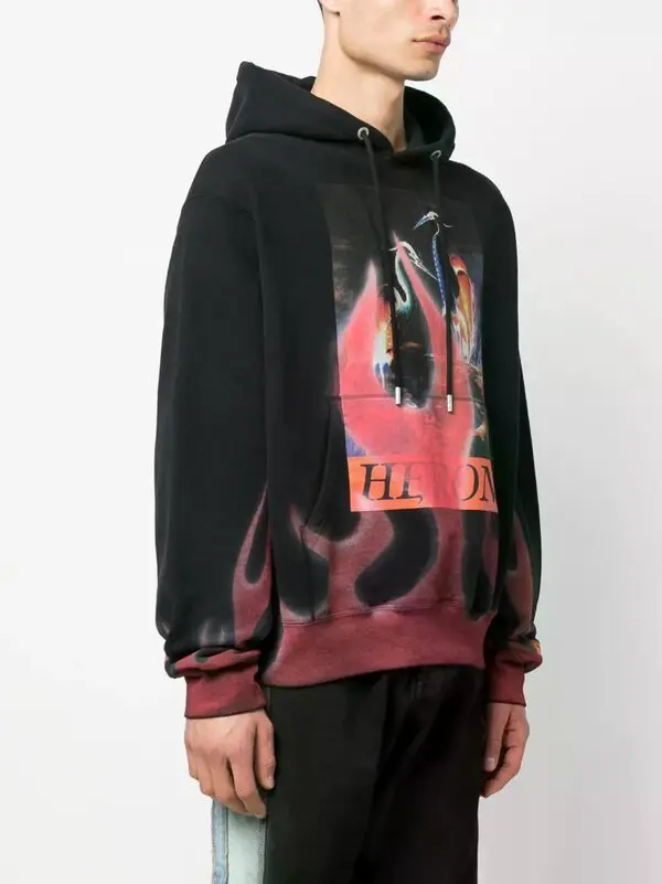 Heron Preston Flame Print Cotton Hoodie