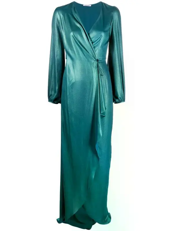 PARLOR Crush Wrap Maxi Dress - Blue