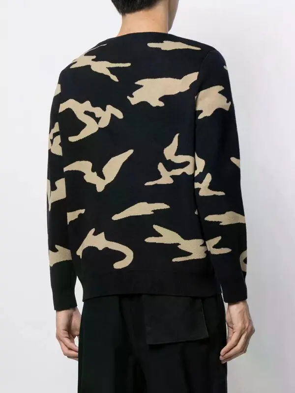 PORTS V Camouflage Pattern Wool Sweater