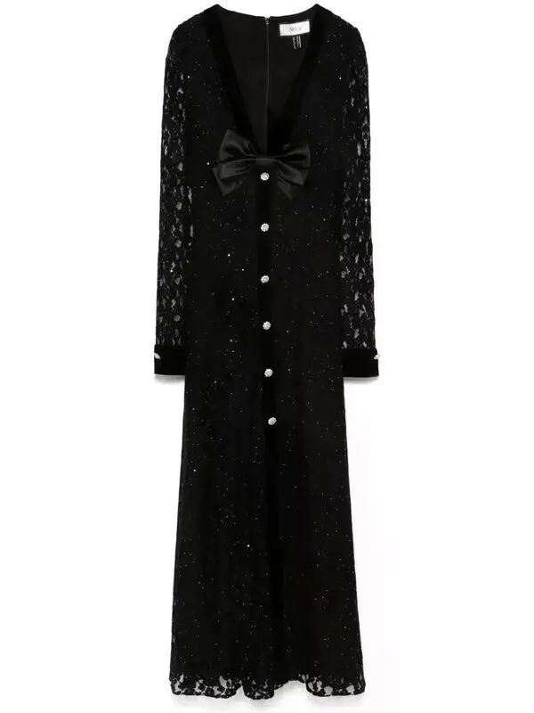 NISSA Crystal-embellished Lace Midi Dress