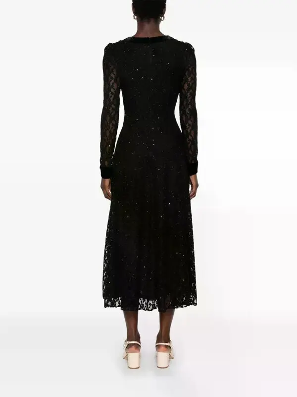 NISSA Crystal-embellished Lace Midi Dress