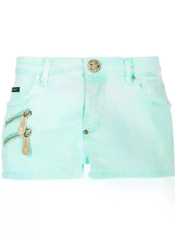 Philipp Plein Biker-style Denim Shorts - Green