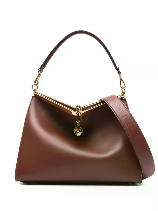 Etro Large Vela Leather Shoulder Bag - Brown