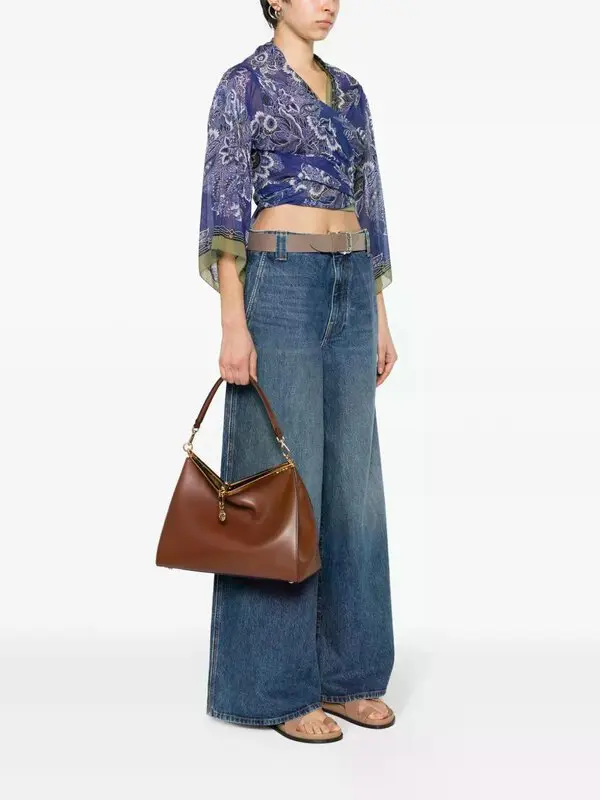 Etro Large Vela Leather Shoulder Bag - Brown