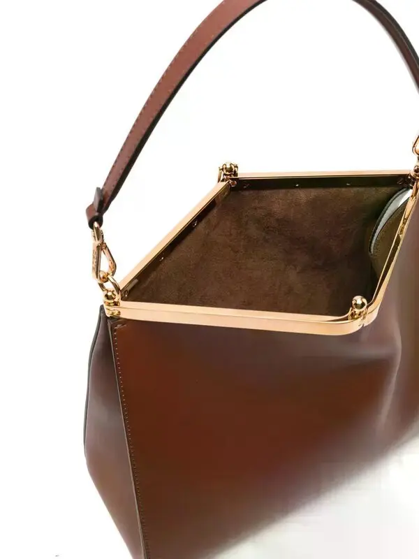 Etro Large Vela Leather Shoulder Bag - Brown