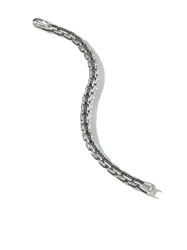 David Yurman Sterling Box Chain Bracelet With Black Diamonds