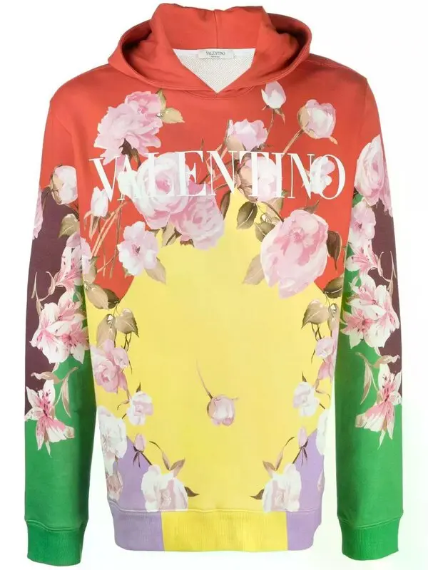 Valentino Garavani Rose-print Hoodie - Yellow
