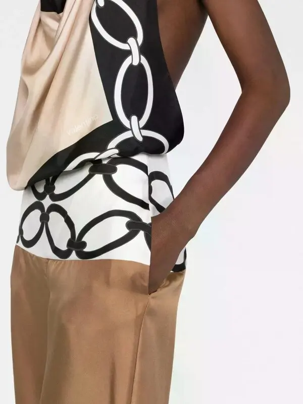 Valentino Garavani Chain 1967 Foulard Silk Jumpsuit - Neutrals