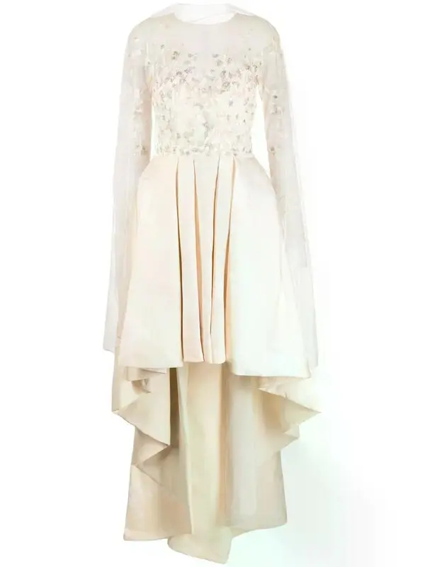 SAIID KOBEISY High-low Brocade Maxi Dress - Neutrals