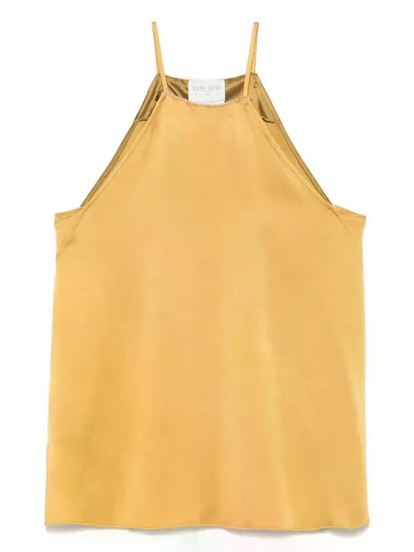 FORTE_FORTE Satin Square Neck Sleeveless Top With Bead Detailing - Yellow