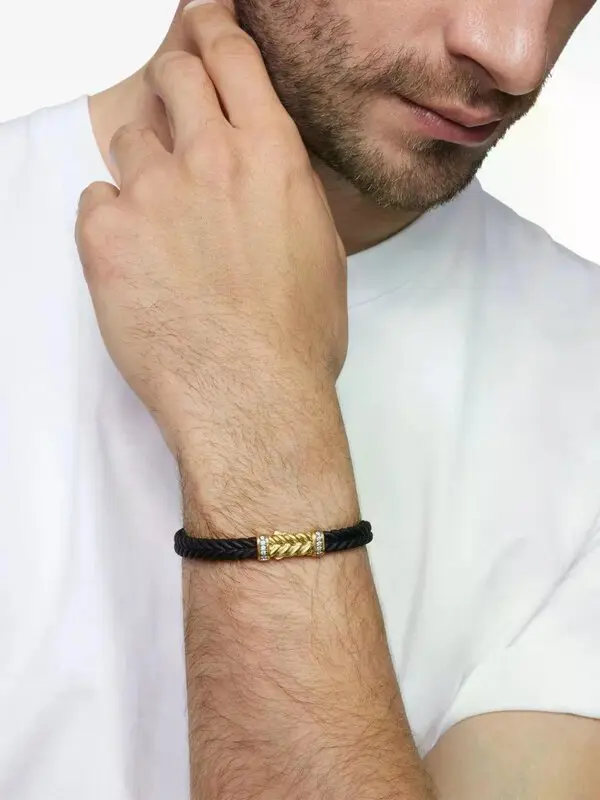 David Yurman 18kt Yellow Gold And Diamond Chevron Bracelet
