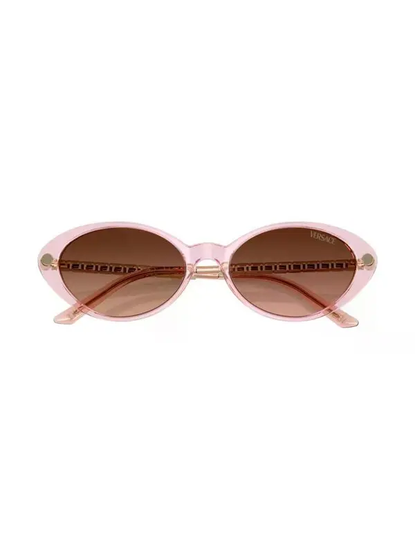 Versace Greca Plaque Oval Frame Sunglasses