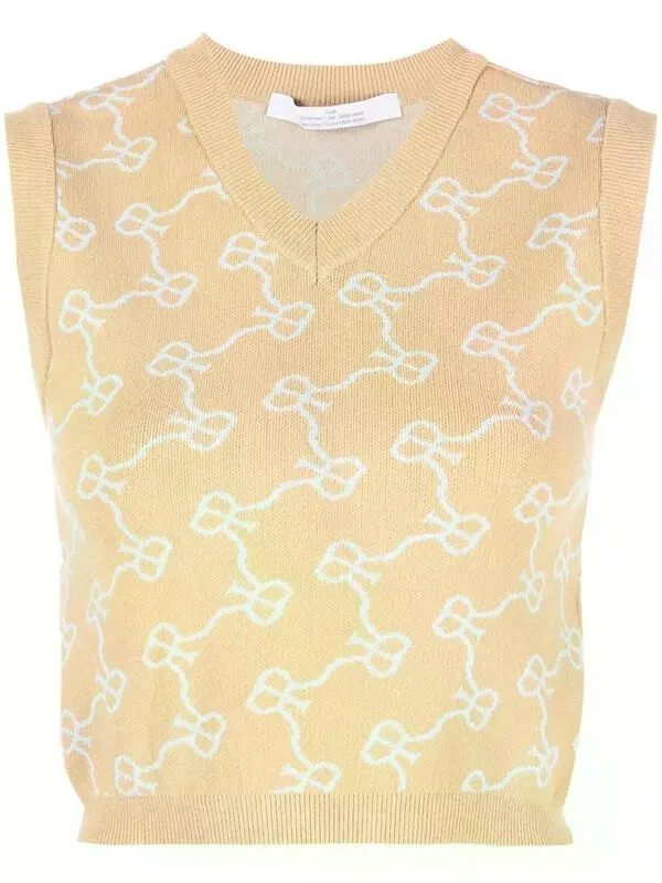 Rokh Monogram Knit Vest - Neutrals