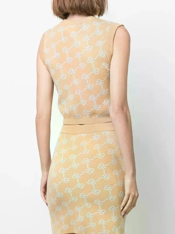 Rokh Monogram Knit Vest - Neutrals