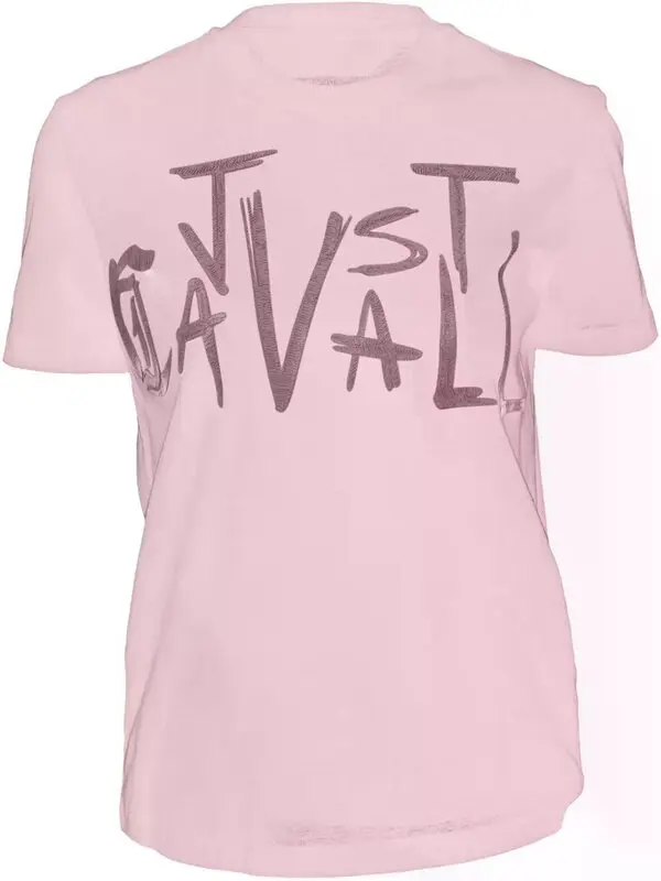 Just Cavalli Logo Appliqué Crew Neck T-shirt - Pink