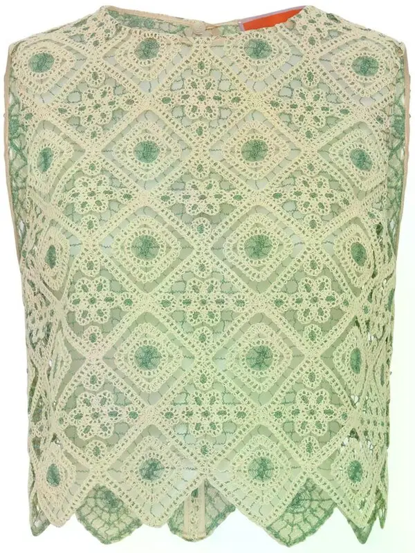 La DoubleJ Aria Macramé Cropped Blouse