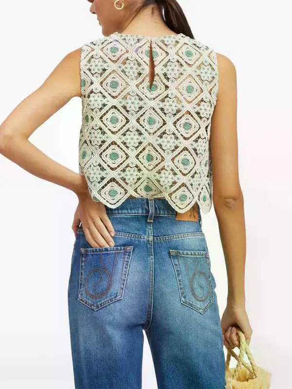 La DoubleJ Aria Macramé Cropped Blouse