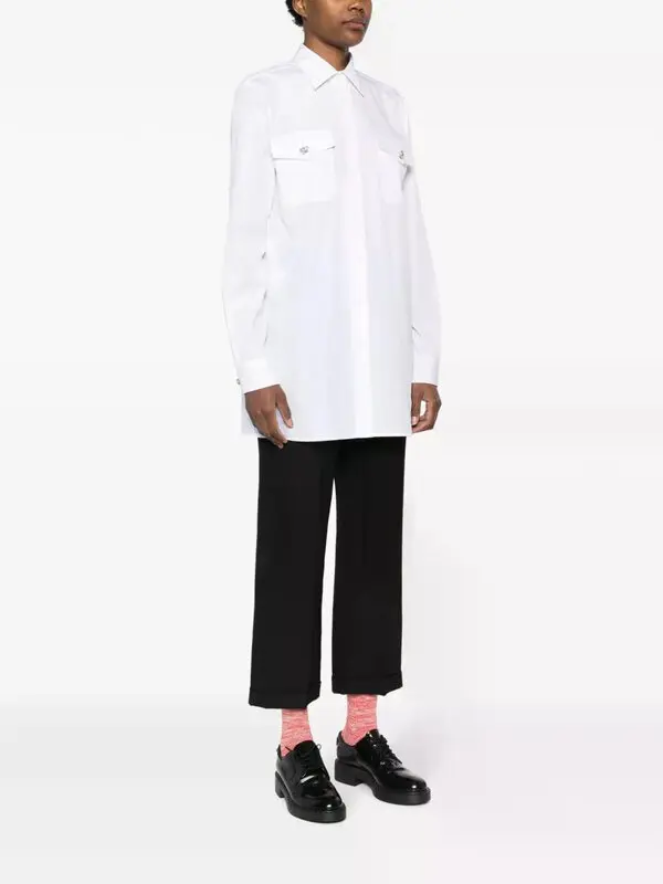 Prada Crystal-button Cotton Shirt