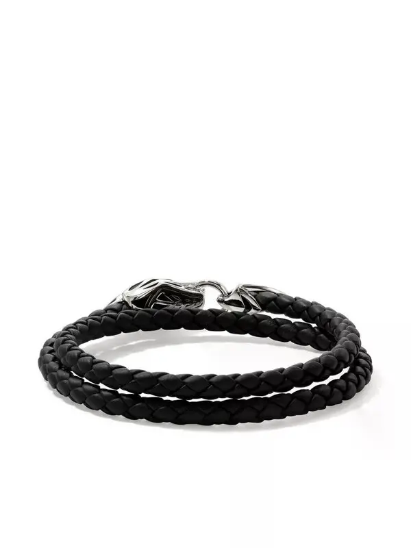 John Hardy Sterling And Leather Naga Wrap Sapphire Bracelet