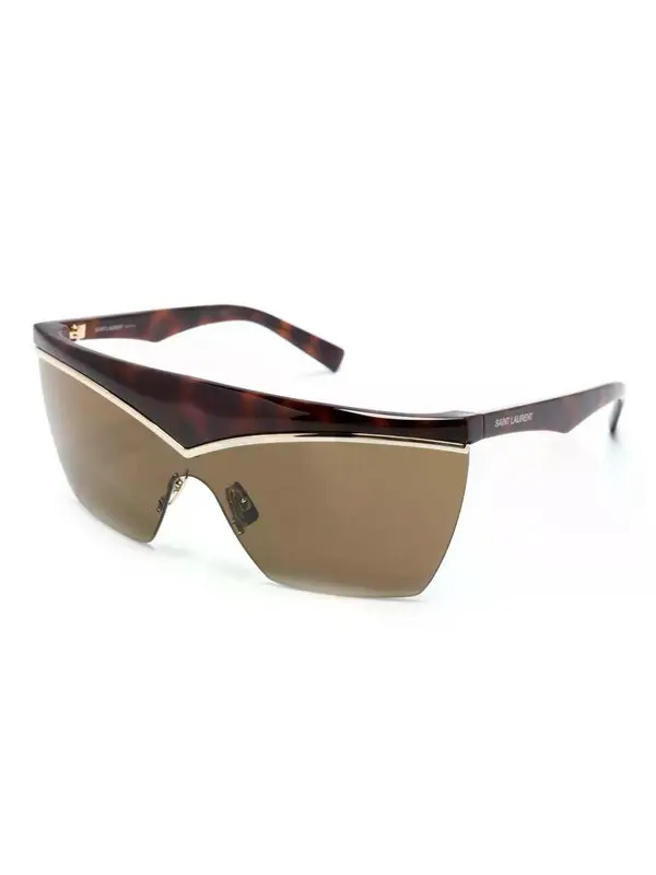 Saint Laurent Shield Frame Sunglasses - Brown