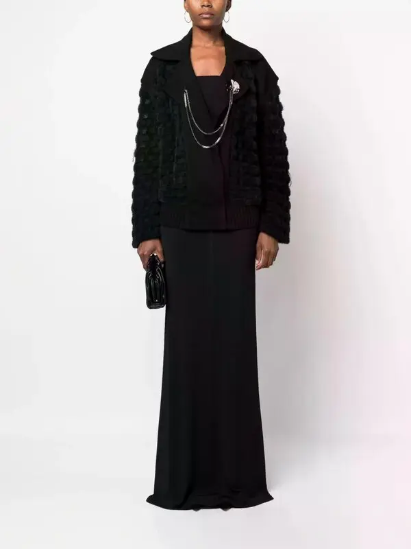 GENNY Brooch-detail Wool Jacket With Faux-fur Detailing