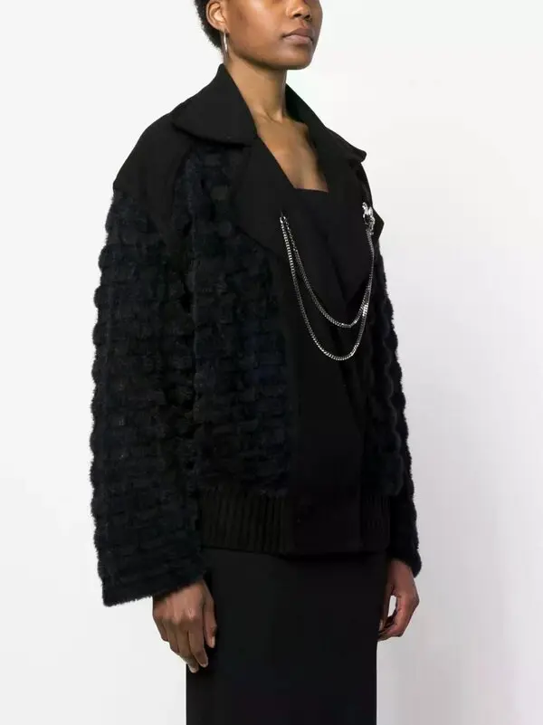 GENNY Brooch-detail Wool Jacket With Faux-fur Detailing