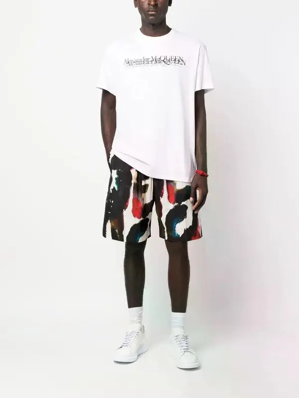 Alexander McQueen Logo-print Cotton Shorts - Black