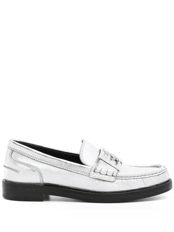 Fendi Metallic Leather Loafers
