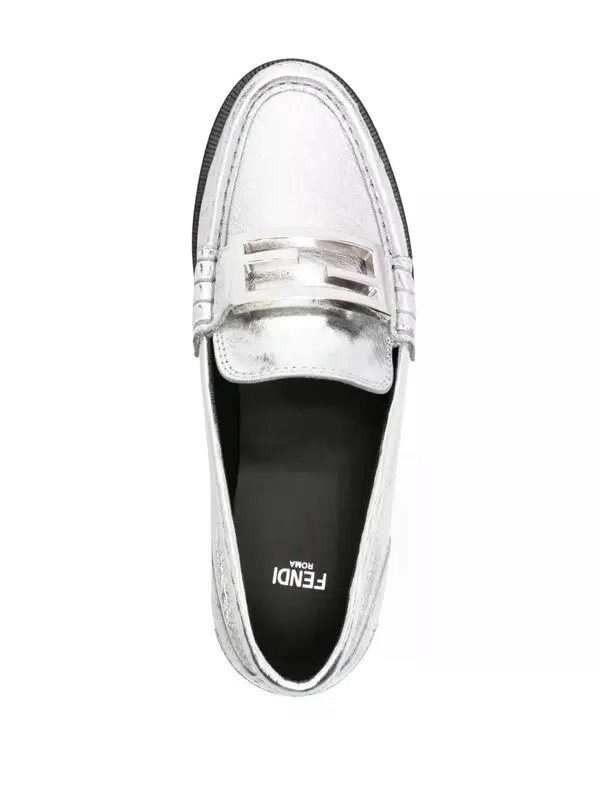 Fendi Metallic Leather Loafers