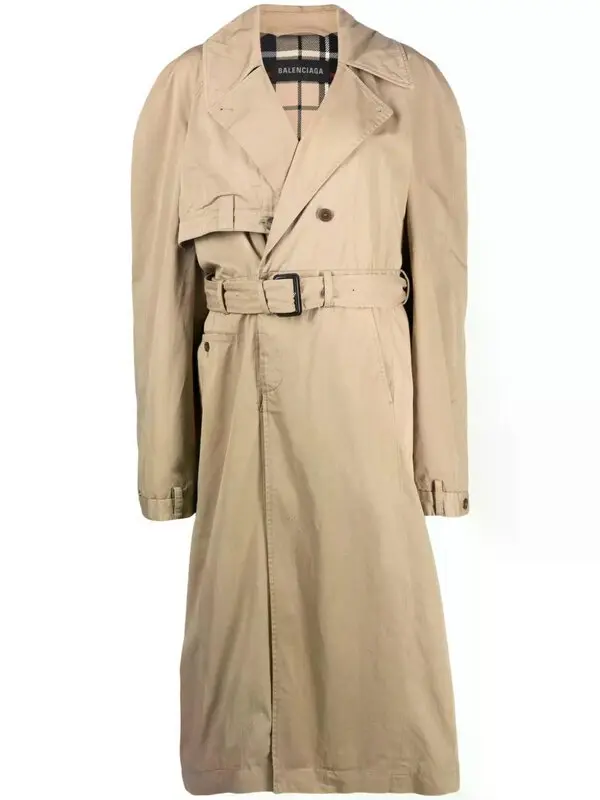 Balenciaga Belted Trench Coat - Neutrals