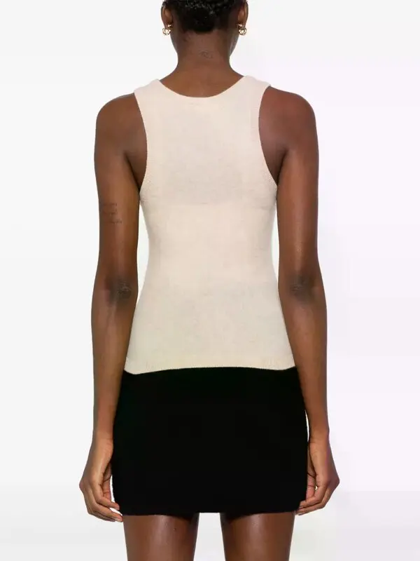 Max & Moi Sleeveless Cashmere Knit Top - Neutrals