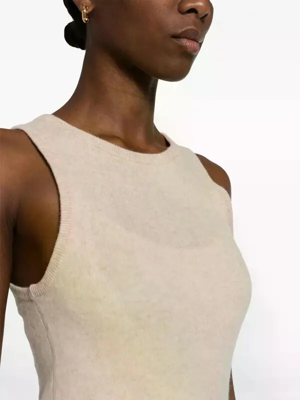 Max & Moi Sleeveless Cashmere Knit Top - Neutrals