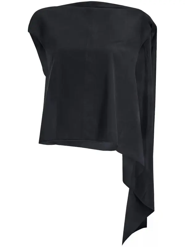 Proenza Schouler Boat Neck Draped Panel Top - Black
