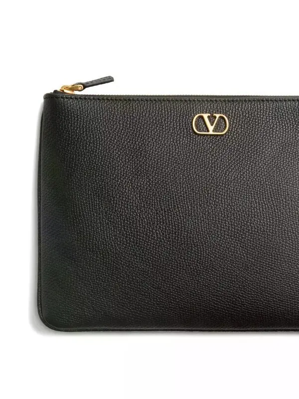 Valentino Garavani Vlogo Signature Grainy Calfskin Clutch Bag - Black