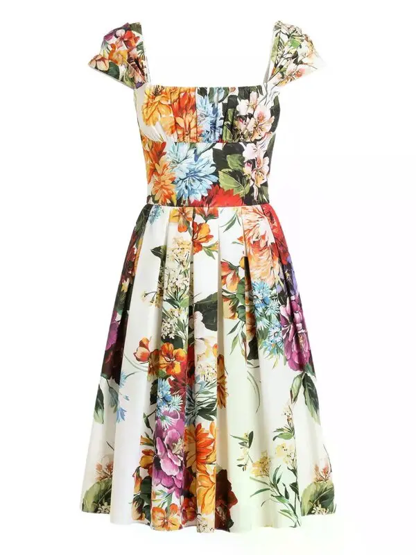 Dolce & Gabbana Floral-print Midi Dress - White