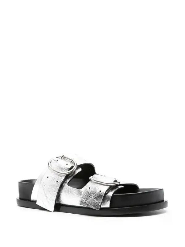 JIL SANDER Double-buckle Leather Sandals - Silver