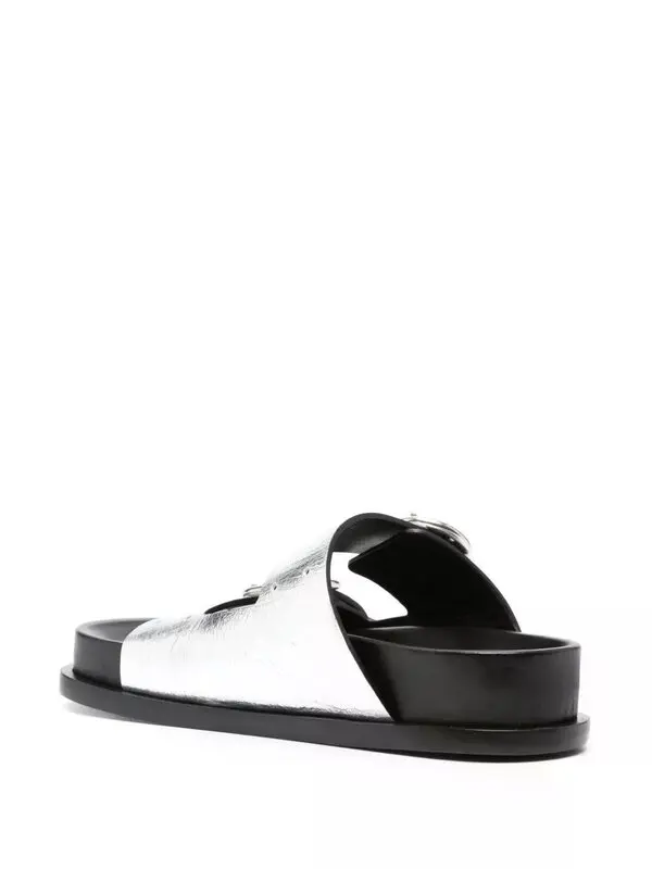 JIL SANDER Double-buckle Leather Sandals - Silver