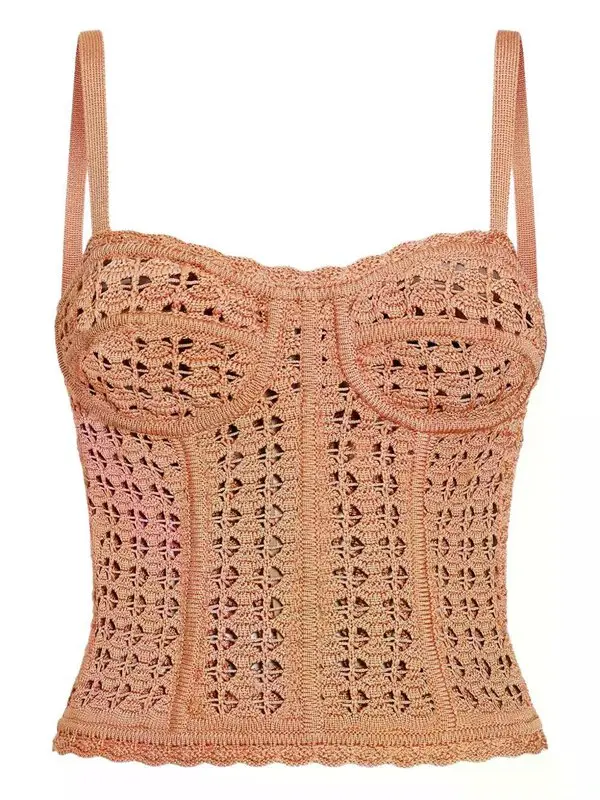 Dolce & Gabbana Crochet Bustier Top - Pink