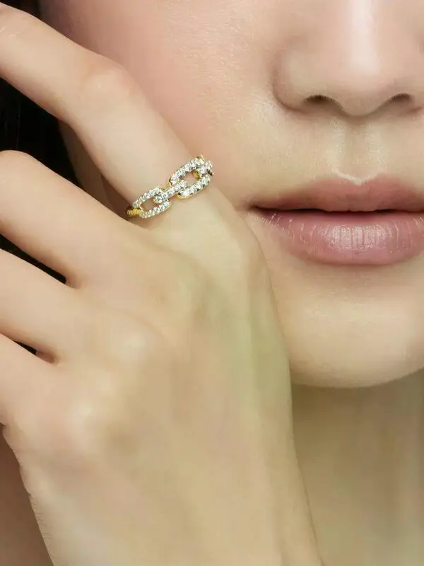 David Yurman 18kt Yellow Pavé-set Diamond Link Ring