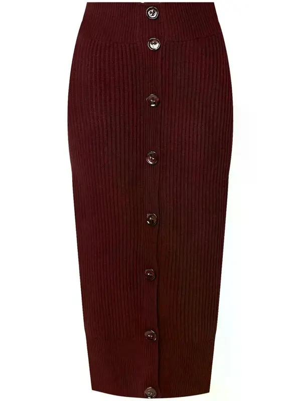 Erdem Ribbed Knit Pencil Midi Skirt - Red