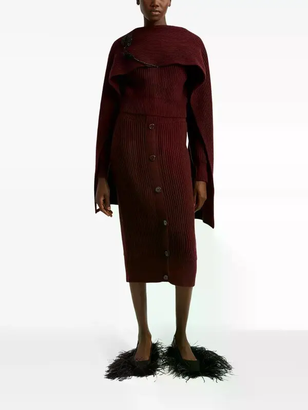 Erdem Ribbed Knit Pencil Midi Skirt