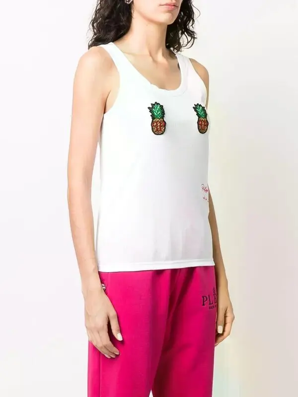 Philipp Plein Cotton Pineapple Motif Tank Top