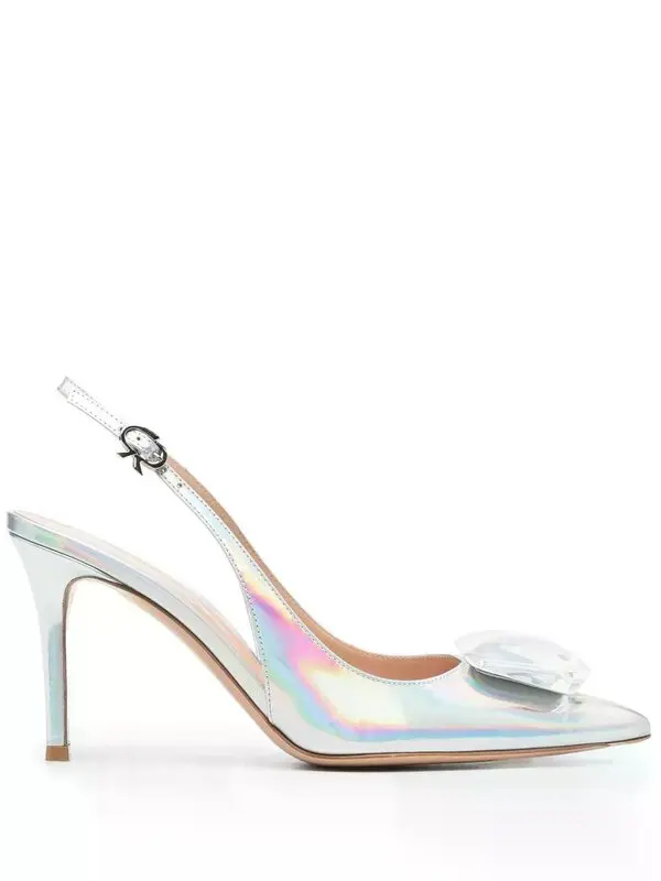 GIANVITO ROSSI Metallic-finish 95mm Pointed Slingback Pumps - Grey