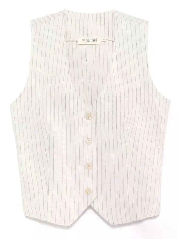 MOUTAKI Striped V-neck Waistcoat - Neutrals