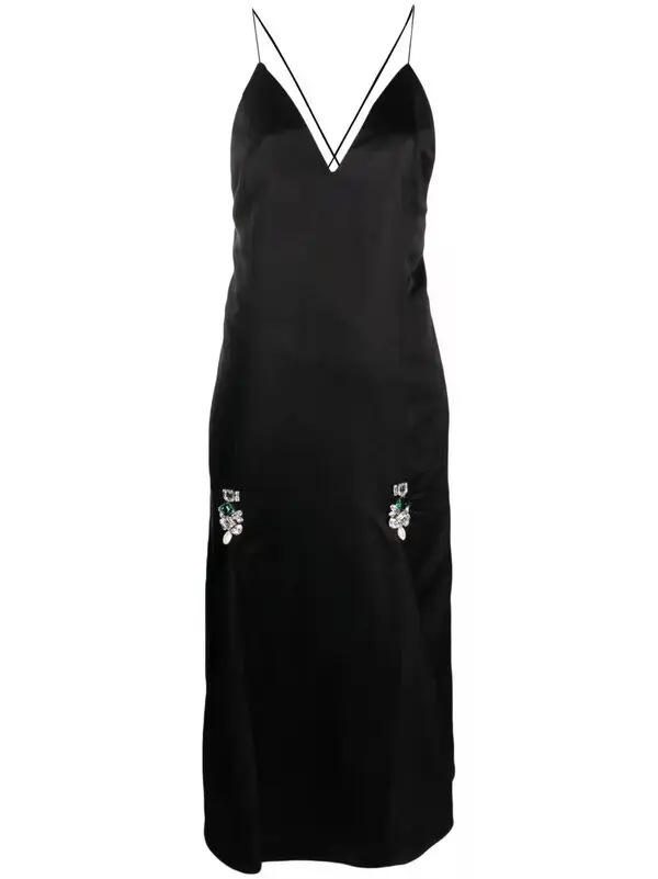 WALES BONNER Crystal Embellished Satin Dress
