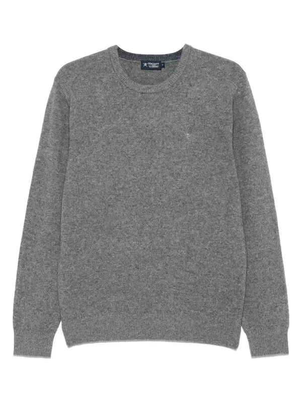 HACKETT Wool Sweater With Embroidered Logo - Grey