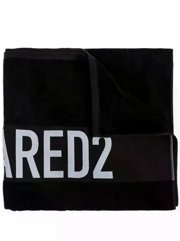 Dsquared2 Out Of Water Logo-intarsia Beach Towel - Black