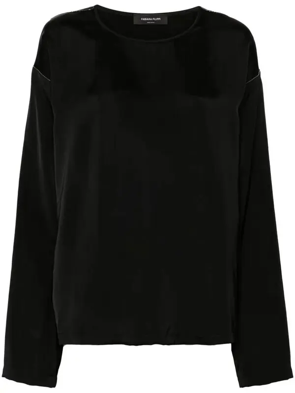 Fabiana Filippi Beaded Trim Crepe Top