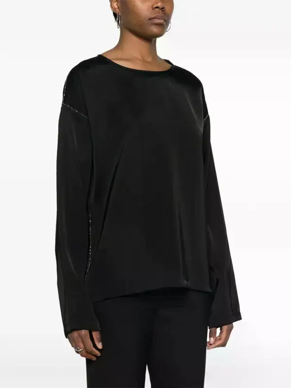 Fabiana Filippi Beaded Trim Crepe Top